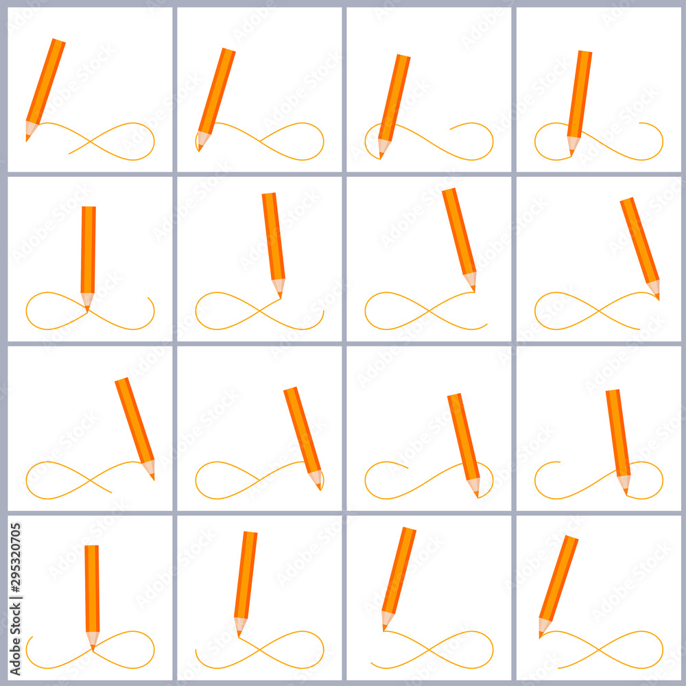 Color pencil drawing infinity symbol animation sprite sheet isolated on ...