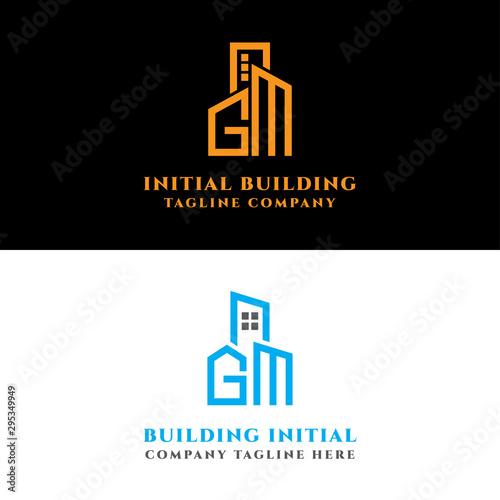 Initial concept of the GM Set logo with a vector building template for ...