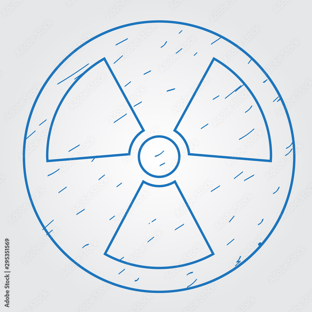 เวกเตอร์ Stock Radioactivity, symbol of radioactive waste logo. Outline ...