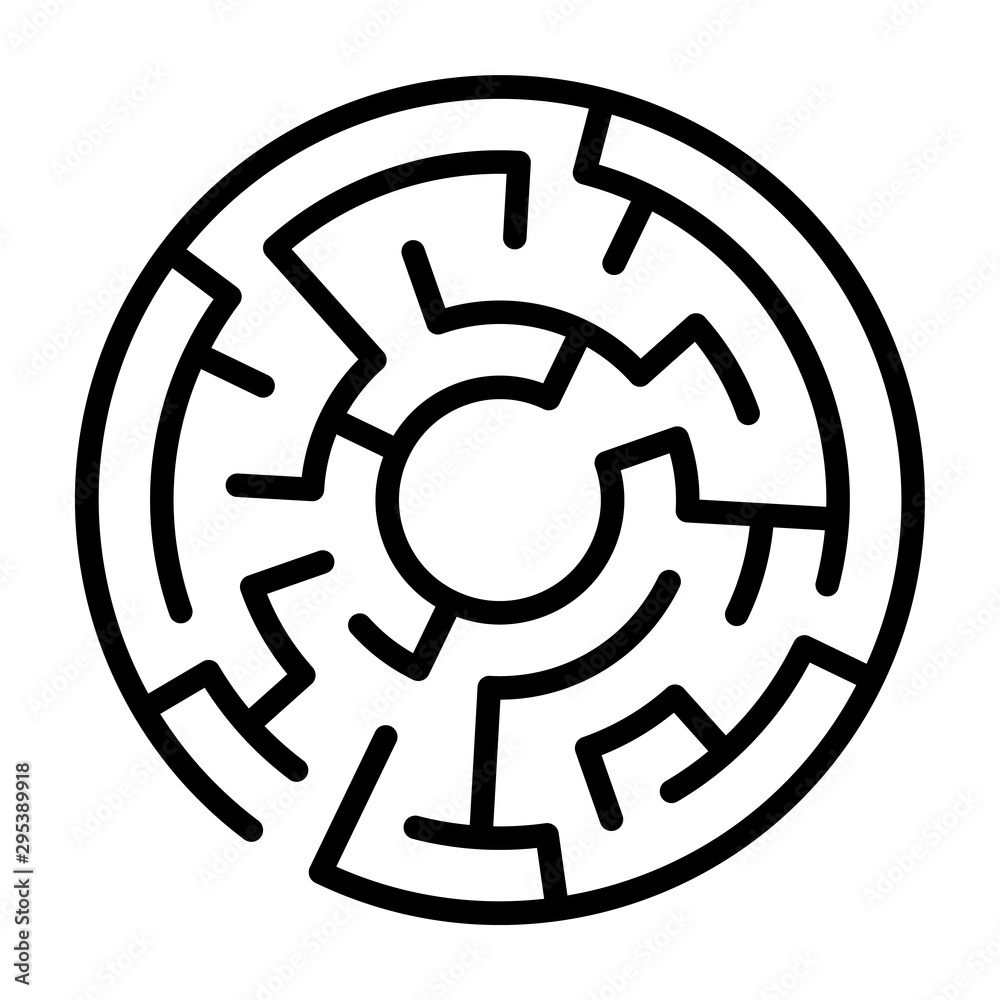 Vector simple black maze circle. Simple black labyrinth. Vector maze ...