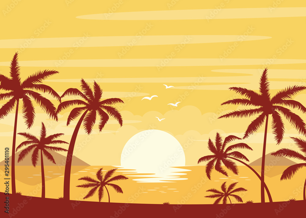 web banners on the theme of beach sunset, sea, ocean, sunny, sunshine ...