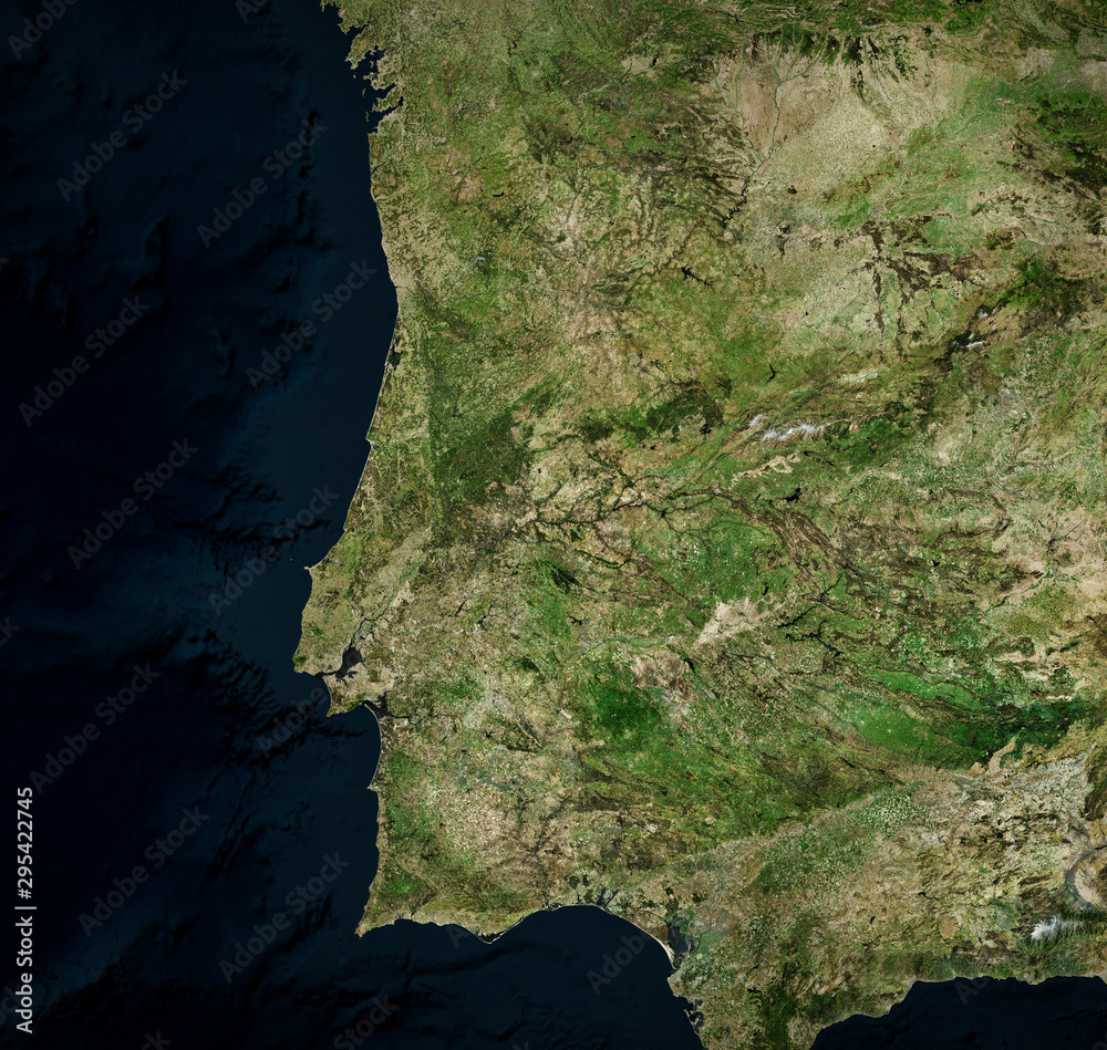 High resolution Satellite image of Portugal (Isolated imagery of ...