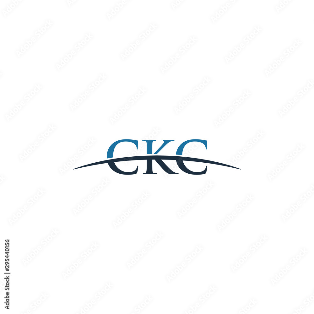 Initial letter CKC, overlapping movement swoosh horizon logo company ...