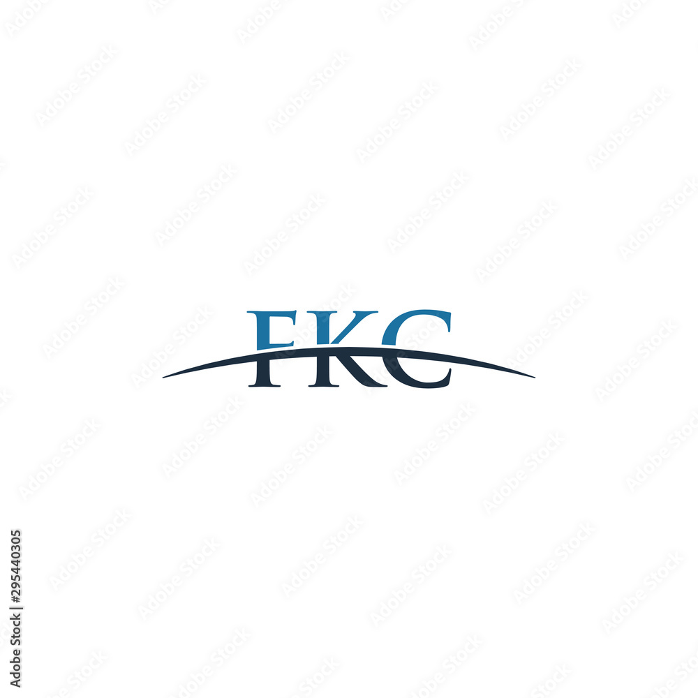 Initial letter FKC, overlapping movement swoosh horizon logo company ...