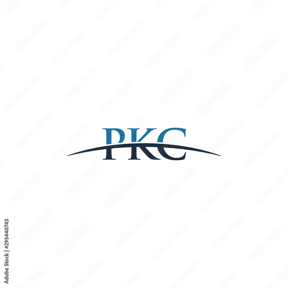 Initial letter PKC, overlapping movement swoosh horizon logo company ...