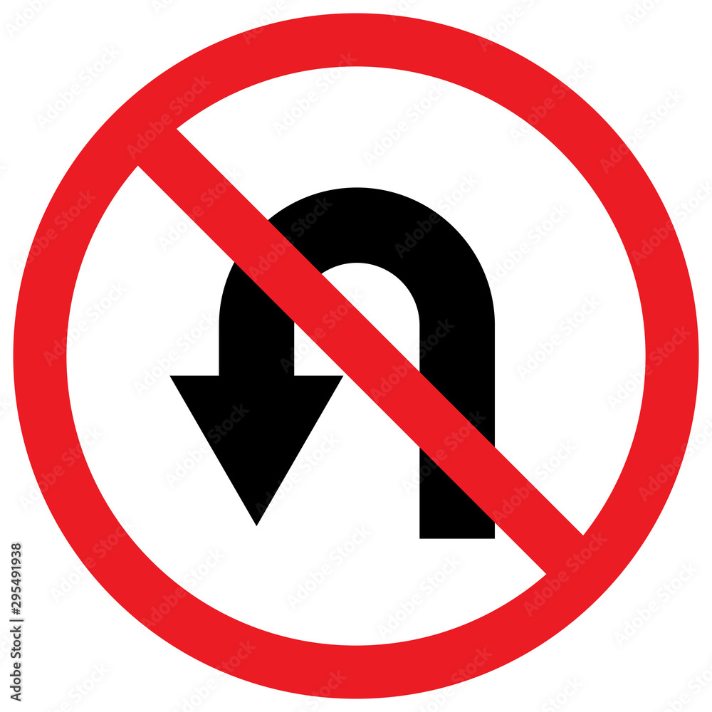 Traffic warning sign no u-turn vector illustration background Stock ...