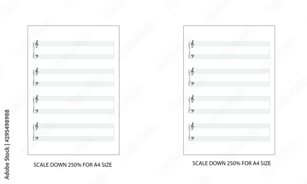 Blank Sheet Music For Piano Notebook Grand Staff With Clefs 8 Staves A4 ...