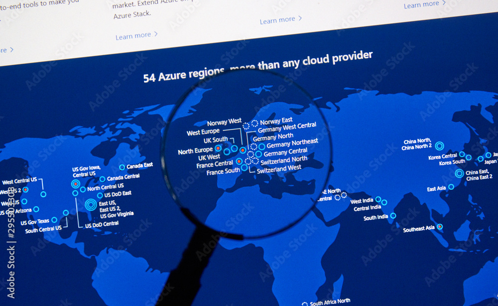 Microsoft Azure regions map Stock Photo | Adobe Stock