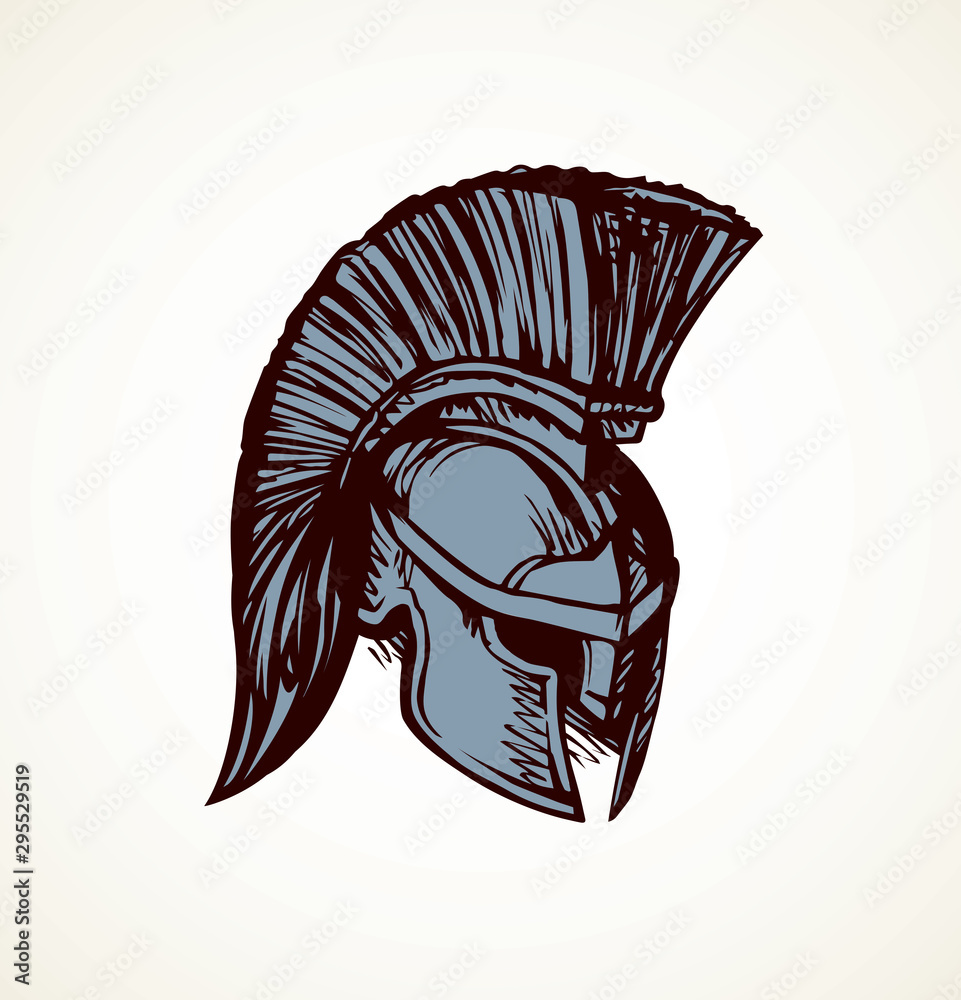 Spartan helmet. Vector drawing Stock Vector | Adobe Stock