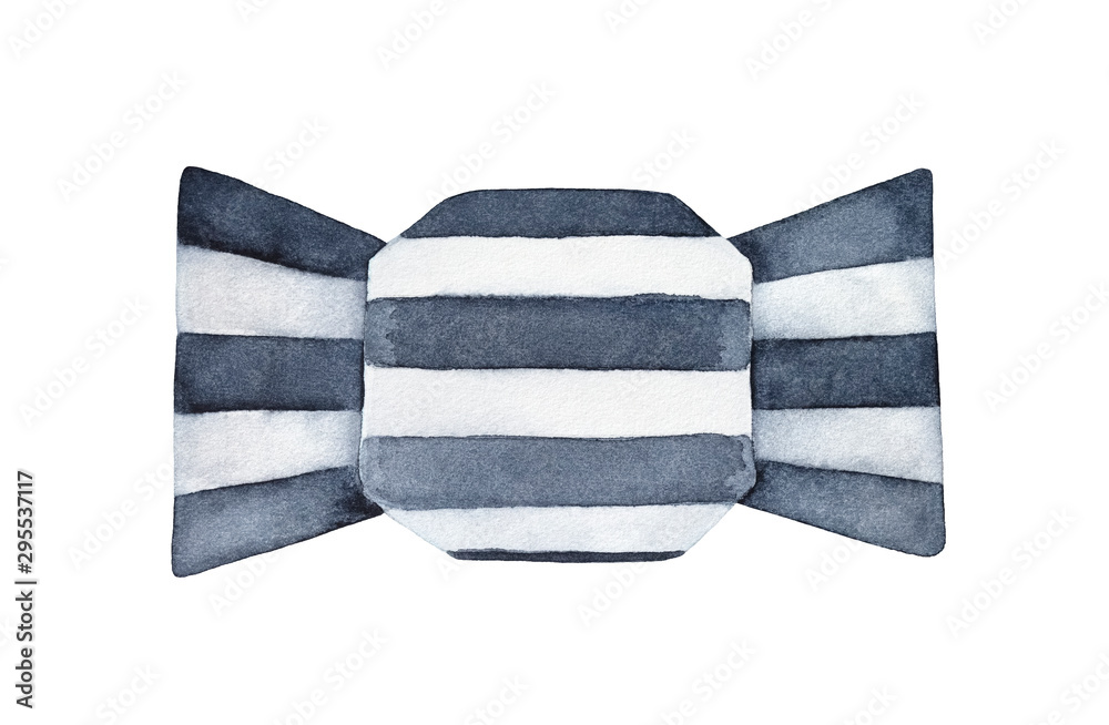 Black and white monochrome drawing of stylized bonbon candy, wrapped in ...