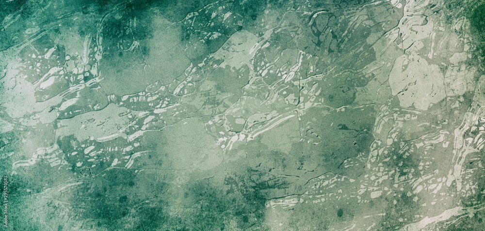 Distressed blue green and gray background with white marbled grunge ...