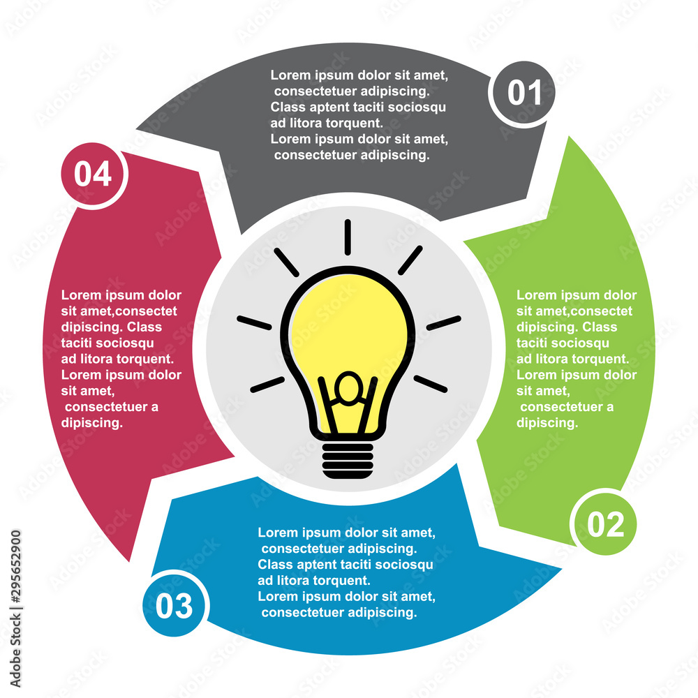 4 step vector element in four colors with labels, infographic diagram ...
