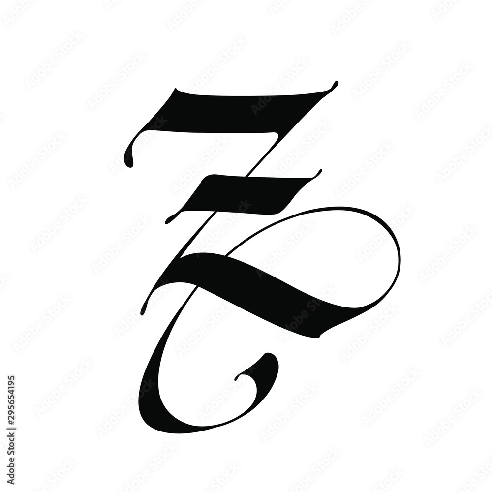 Letter Z, in the Gothic style. Vector. Alphabet. The symbol is isolated ...