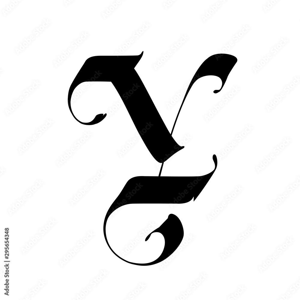 Letter Y, in the Gothic style. Alphabet. The symbol is isolated on a ...