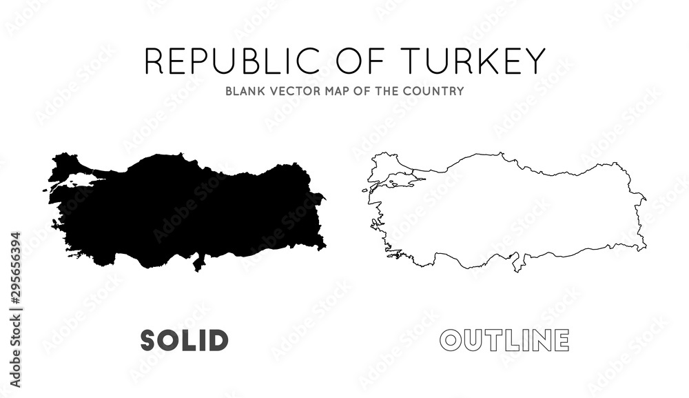 Turkey map. Blank vector map of the country. Borders of Turkey for your ...