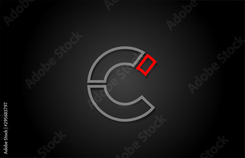 alphabet line C letter red black for company logo icon design Stock ...
