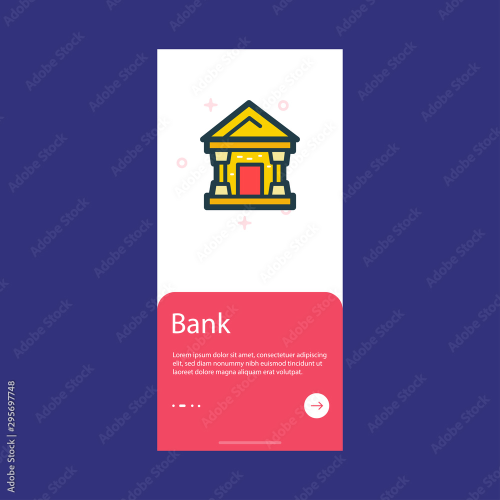 Bank Onboarding App Screen Modern And Simplified Vector Illustration Walkthrough Screen