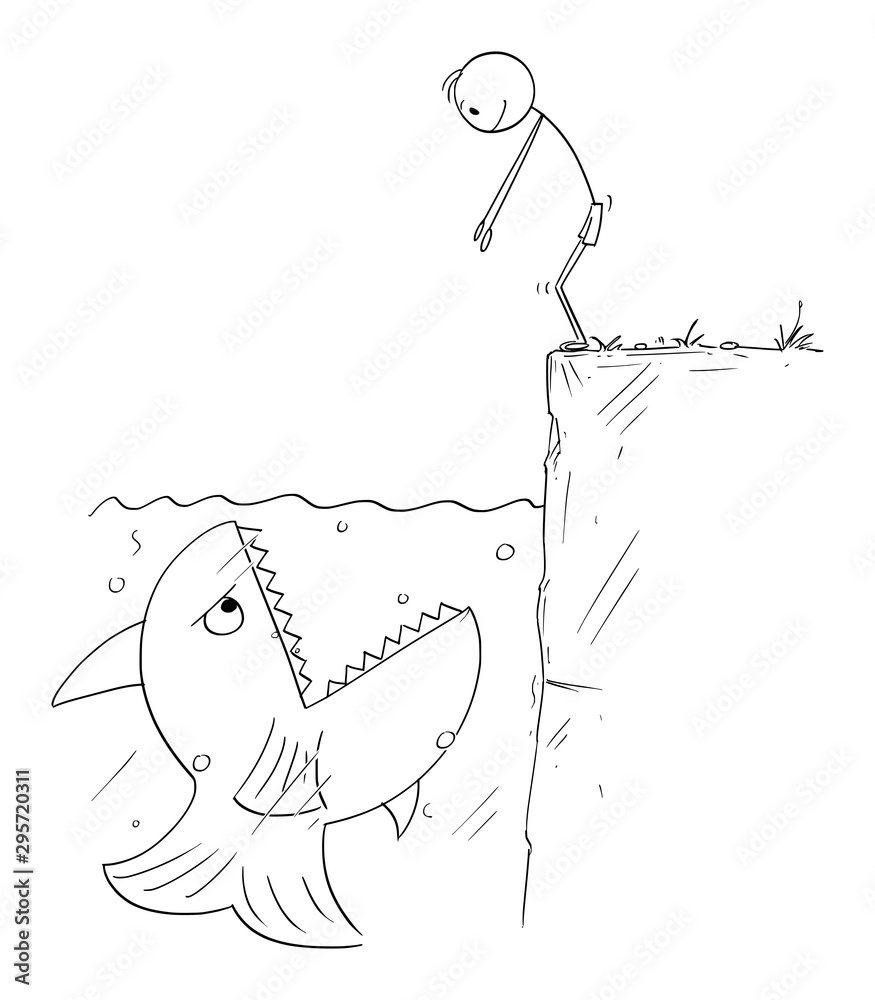 Vector cartoon stick figure drawing conceptual illustration of man or ...