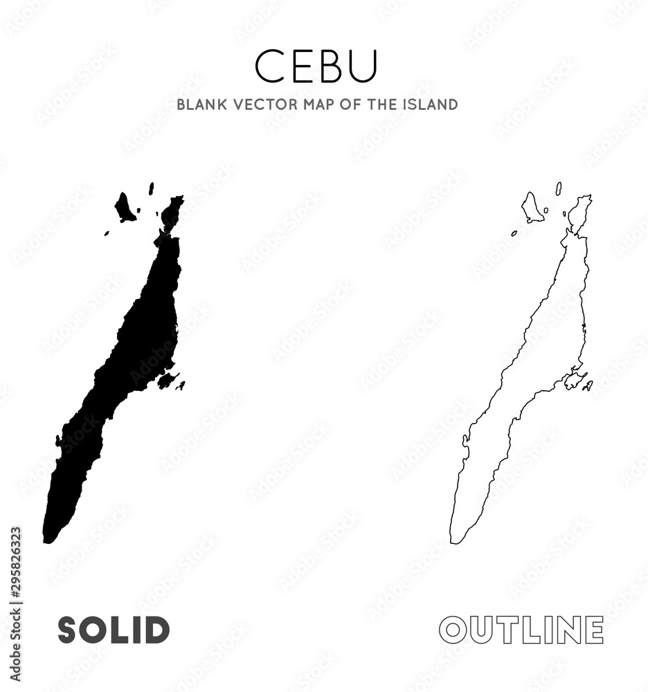 Cebu map. Blank vector map of the island. Borders of Cebu for your ...