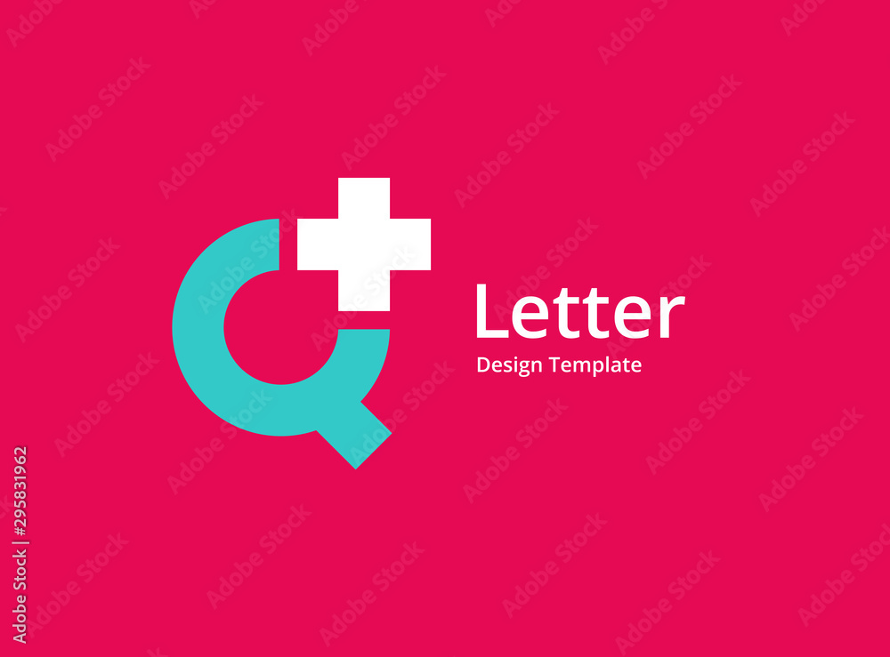 Letter Q cross plus medical logo icon design template elements Stock ...