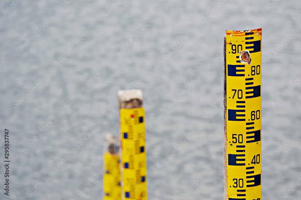 Measurement scale to measure the depth of incoming high tide implanted ...