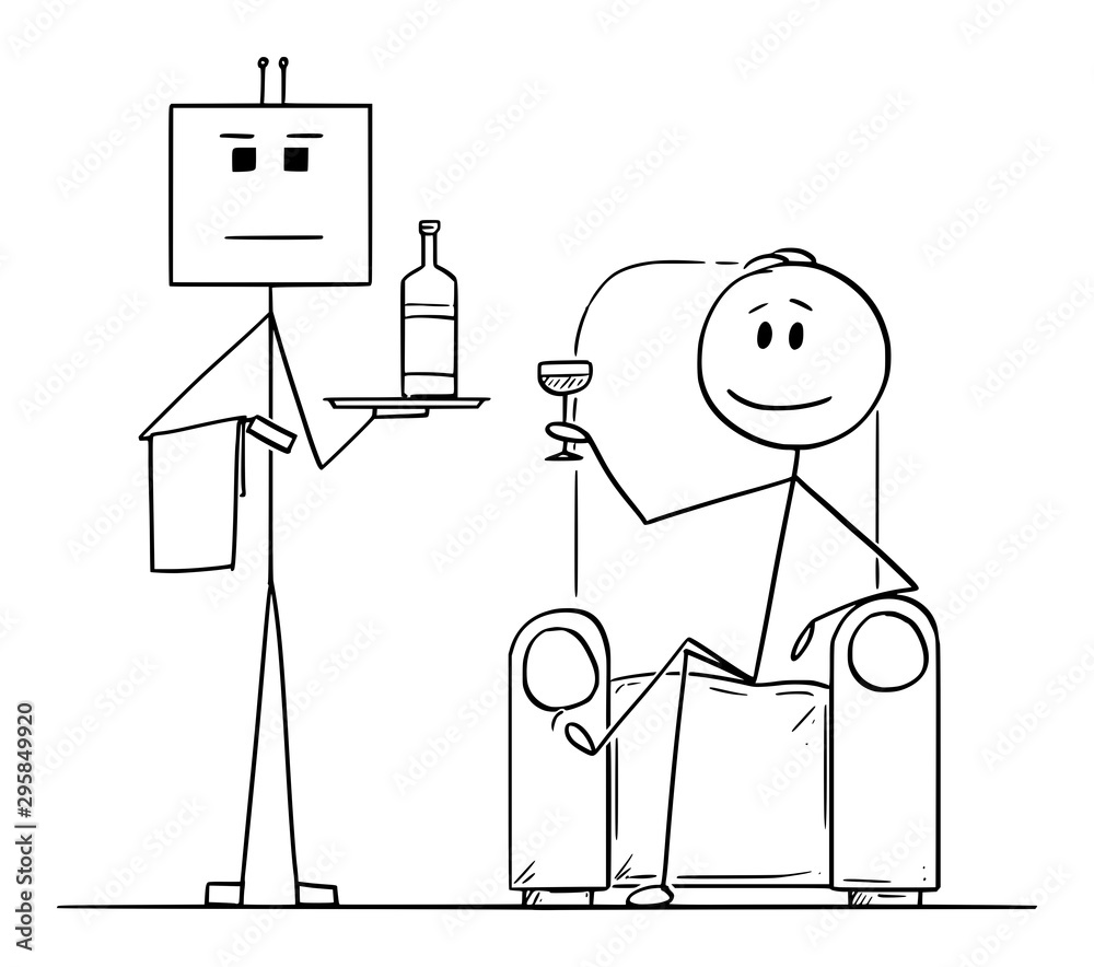 Vector cartoon stick figure drawing conceptual illustration of rich man ...