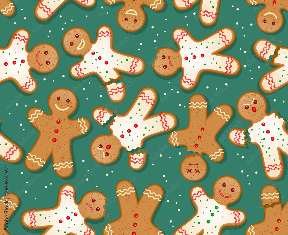 Seamless Holiday gingerbread man pattern. Cute design for Christmas ...