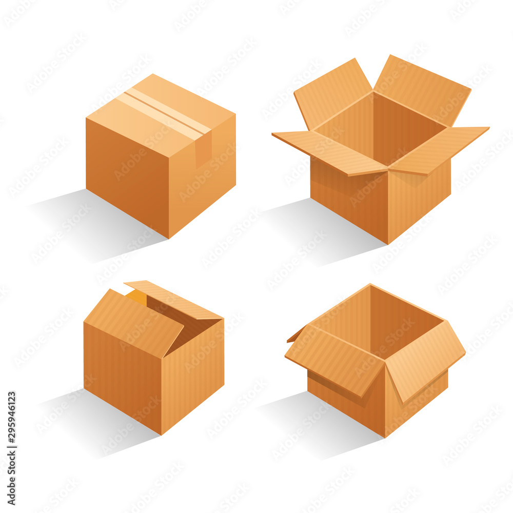 Cardboard box mockup set Stock Vector | Adobe Stock