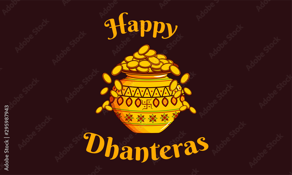 festival of Indian Dhanteras celebration. Use as banner, logo design ...