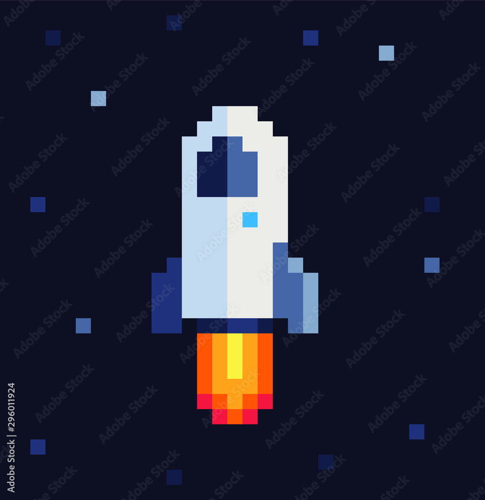 Starship in space pixel art vector illustration, spaceship, design for ...
