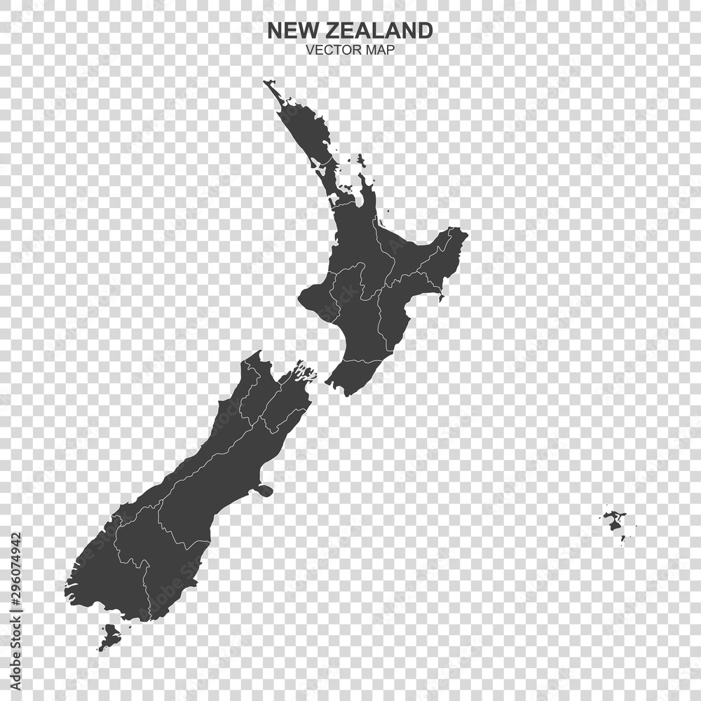 political map of New Zealand isolated on transparent background Stock ...