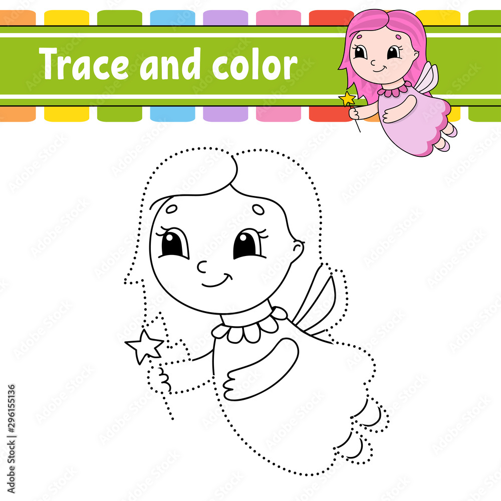 Trace and color. Coloring page for kids. Handwriting practice ...