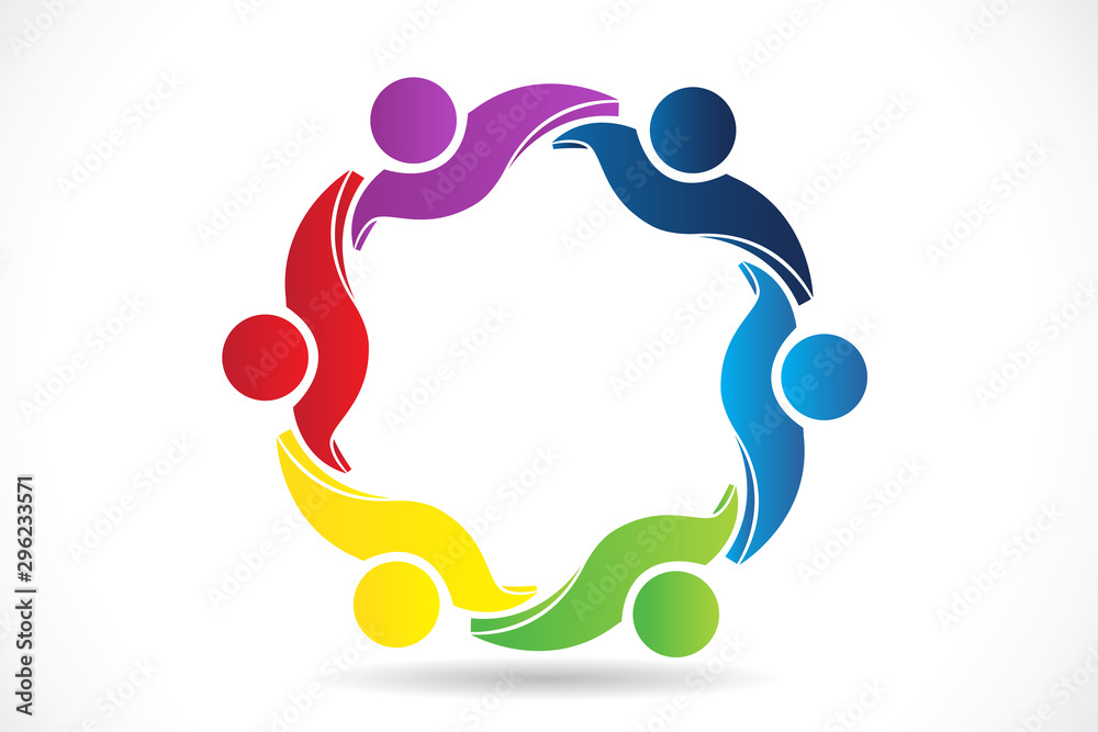Logo teamwork unity colorful business people community charity ...