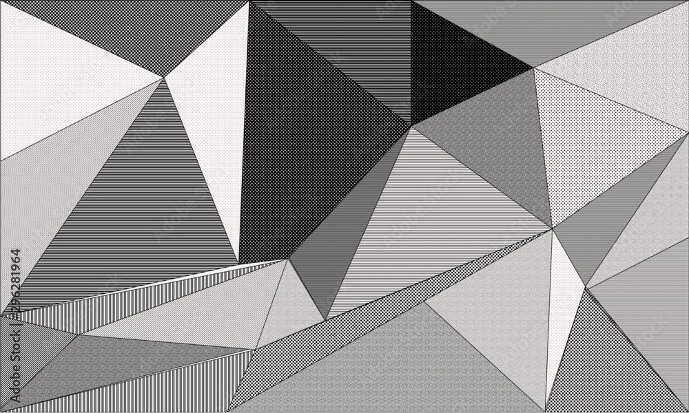 triangular pattern Black and white vector background illustration Stock ...