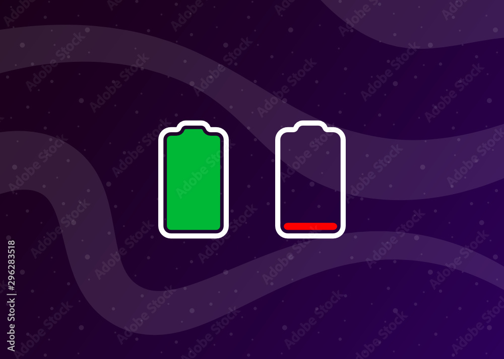 Battery Full Low Empty Charging Smartphone Fully Charged Vector ...