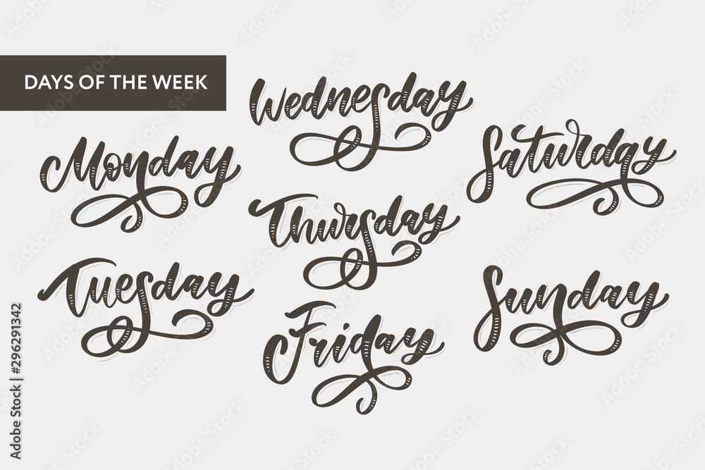 Stock-Vektorgrafik „Vector handwritten week days and symbols set. Ink ...
