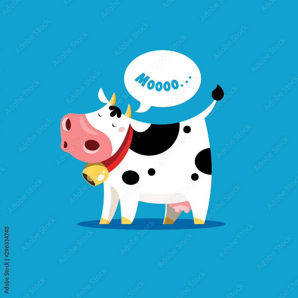 The cow goes moo. Vector illustration of a mooing cow in simple ...