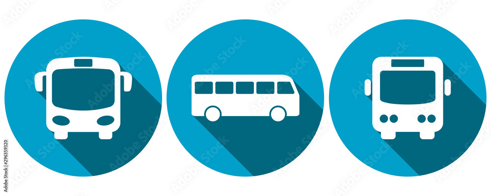 Symbols for bus transport, front and side views Stock Vector | Adobe Stock