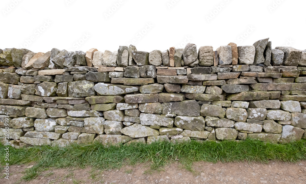 Dry stone wall, traditional farm wall building technique used in UK ...