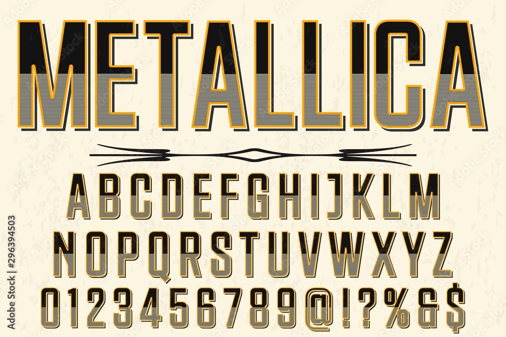 Vector de Stock font script typeface vector metallica | Adobe Stock