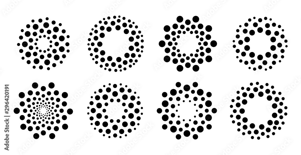 Dot logo set. Abstract technology round sign set. Black circles icon ...