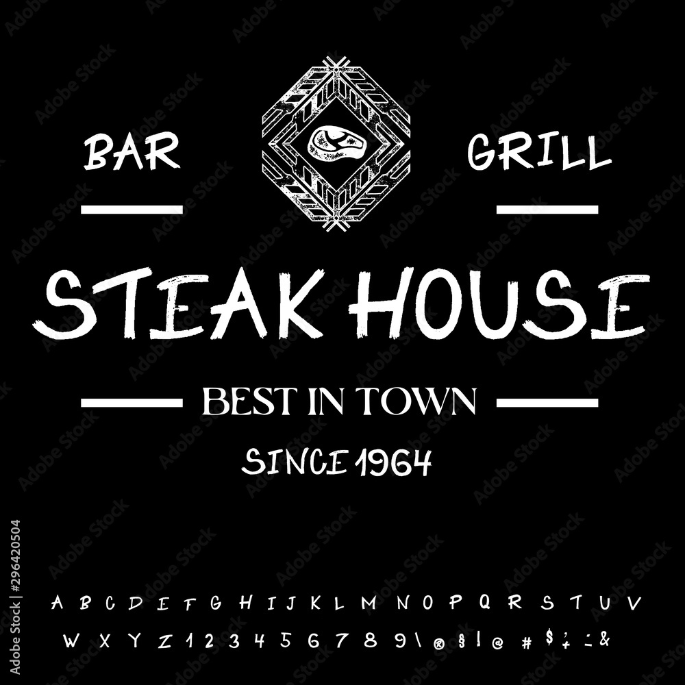 Hand drawn font for cafes, bars, restaurants where meat is eaten ...