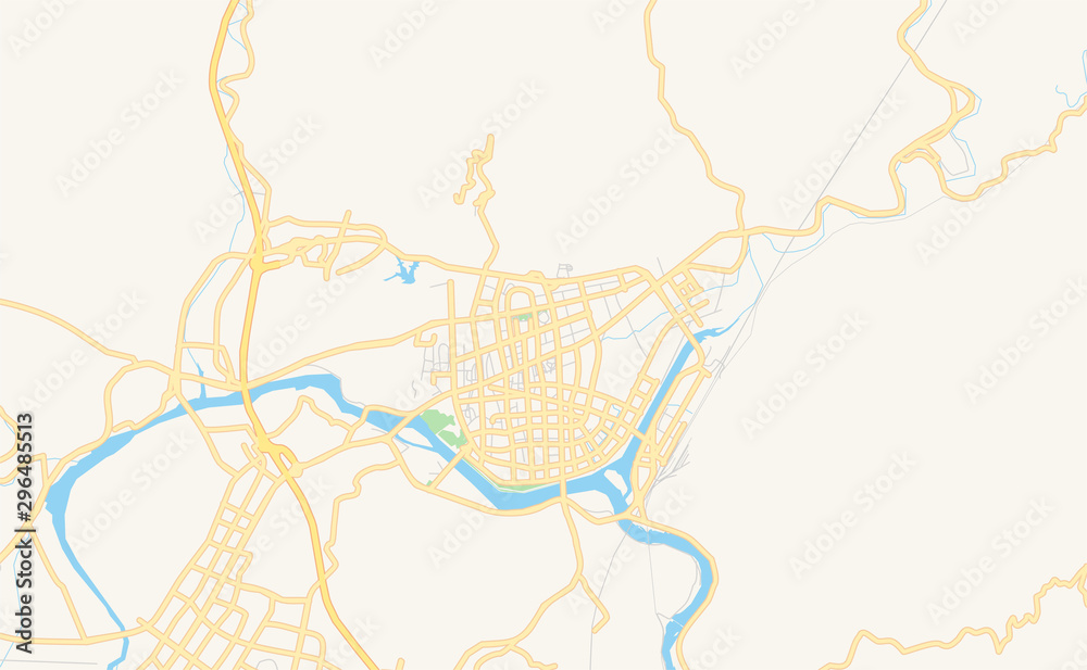 Printable street map of Lishui, China Stock Vector | Adobe Stock