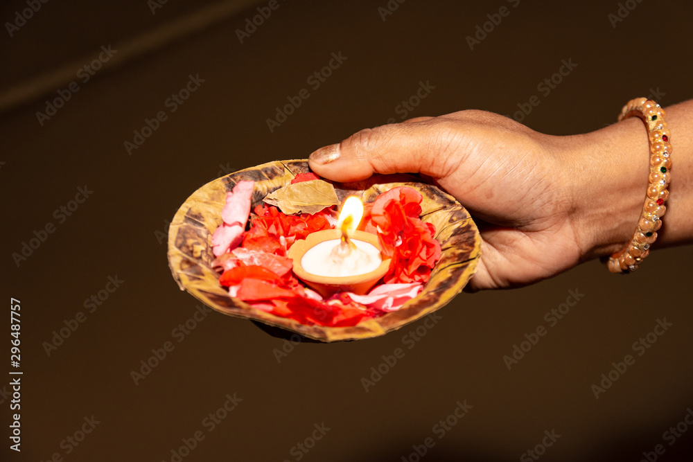 Ganga aarati and diya on the bank of river Ganges in Varanasi, India ...
