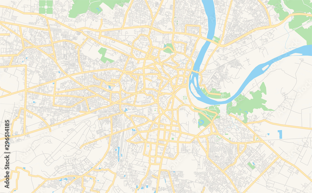 Printable street map of Agra, India Stock Vector | Adobe Stock