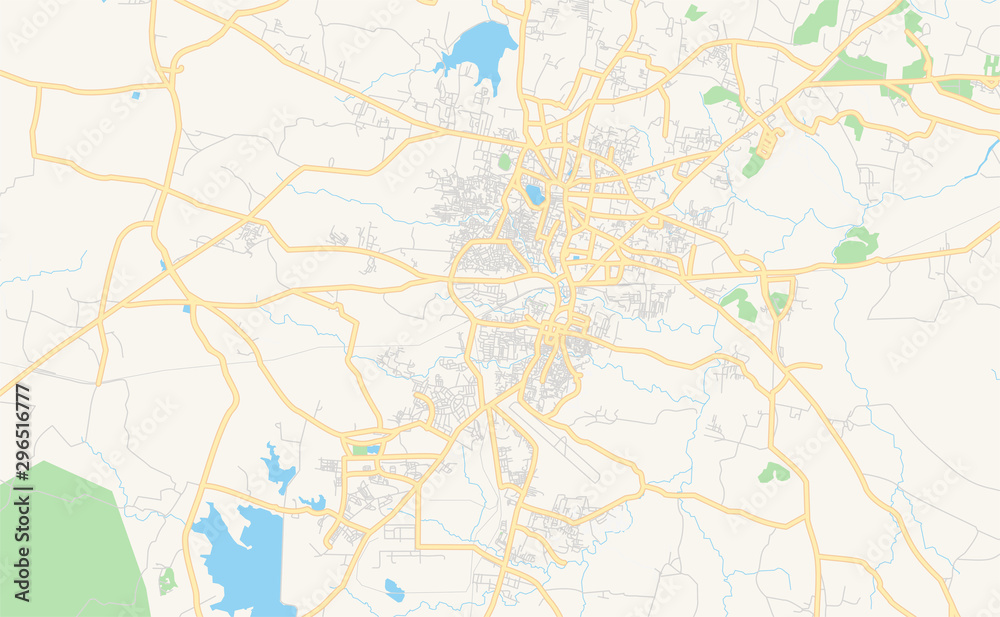 Printable street map of Ranchi, India Stock Vector | Adobe Stock