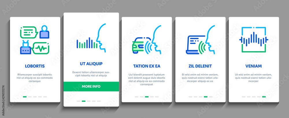Voice Control Onboarding Mobile App Page Screen Vector Thin Line. Voice ...