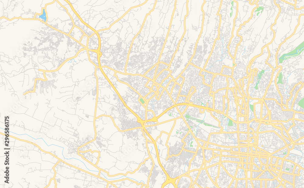 Printable street map of Cimahi, Indonesia Stock Vector | Adobe Stock