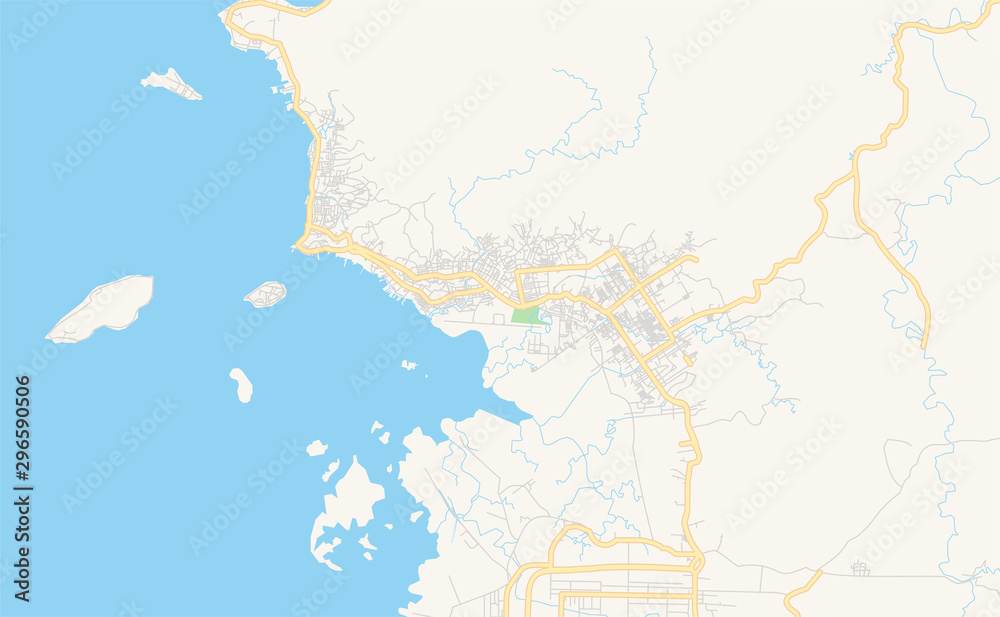 Printable street map of Sorong, Indonesia Stock Vector | Adobe Stock