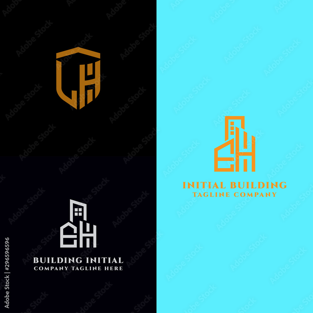 the initial EH logo set concept with a vector building template for ...